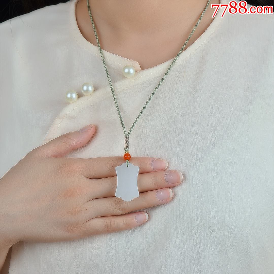 精致新疆羊脂白金丝玉《平安牌》【寓意】平安幸福【规格】21＊34【编号】1-价格:8元-au32710864-其他玉石/玉器 -加价-7788 ...