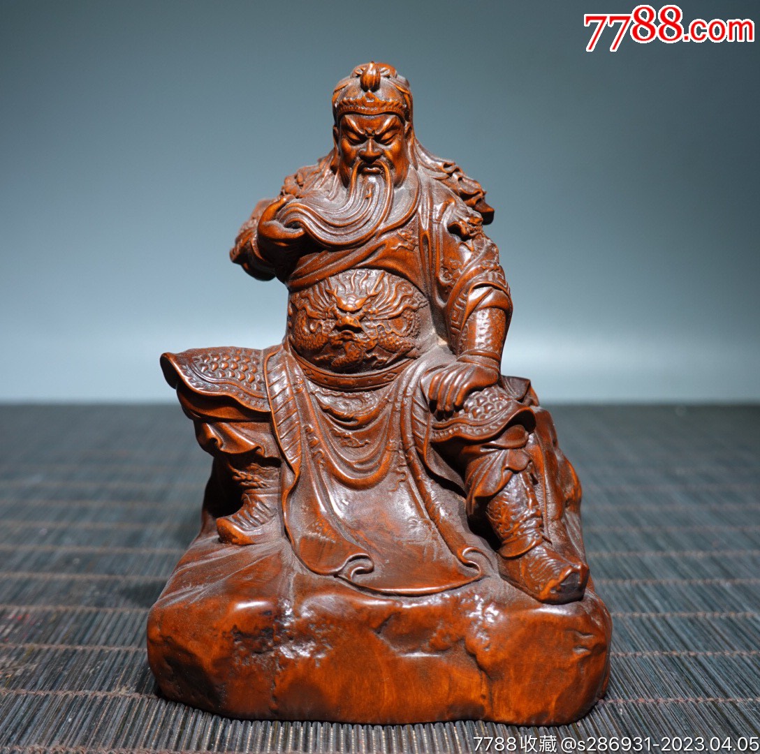 旧藏黄杨木关公摆件，长7cm,宽6cm,高10cm,重132g-价格:199元-au33542175-木佛像/人像 -加价-7788收藏__收藏热线