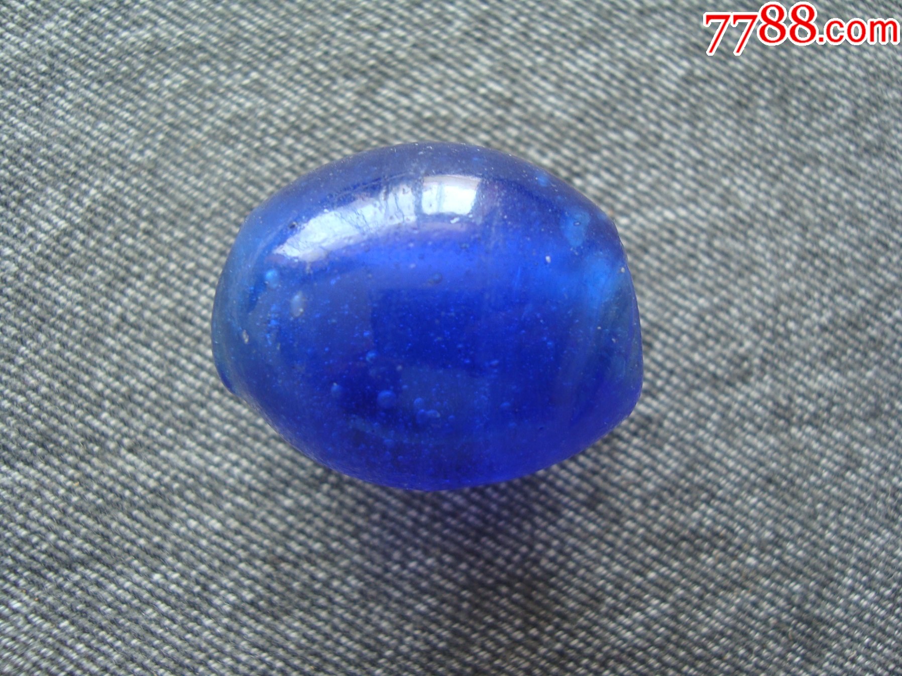 G3691清代蓝色琉璃帽顶子，清代官员佩戴_琉璃珠/球_图片鉴赏_收藏价格_7788铜器收藏