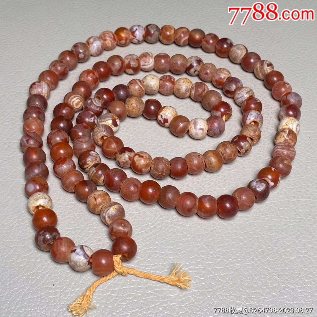 西亚回流老玛瑙鸡骨白佛珠项链尺寸：10*8毫米*108颗玛瑙的功效-价格:399元-au35112906-玛瑙/宝石手串 -加价-7788收藏 ...