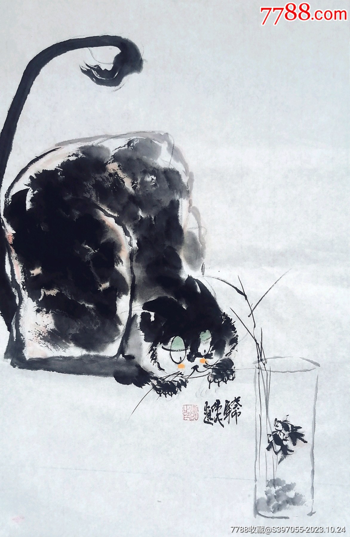 猫_花鸟国画原作_郎秋颖国画店【7788收藏__收藏热线】