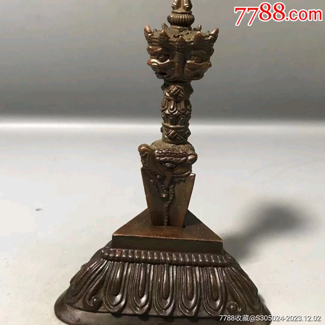 藏传密宗法器秽迹金刚杵金刚橛降魔杵镀铜中号带底座-价格:59元-au36157195- 其它佛/道藏品 -加价-7788收藏__收藏热线