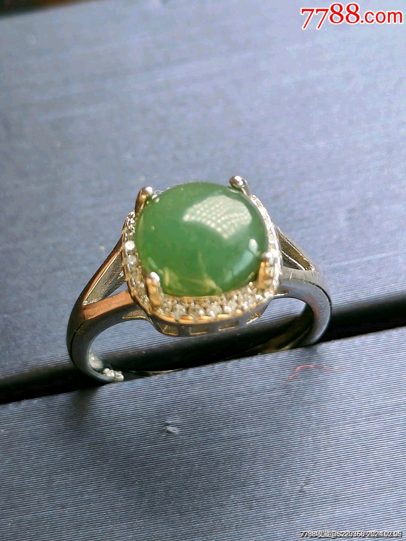 s925纯银镶嵌翡翠戒指，活口可以调节，大小_翡翠/缅甸玉_快乐平安【7788收藏__收藏热线】