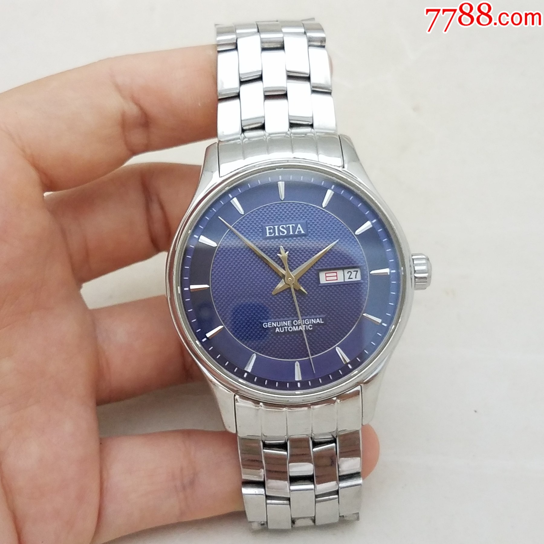 【日本西铁城机芯】EISTA自动机械男表【透明底盖】【优雅蓝盘】-价格:105元-au36891625-手表/腕表 -加价-7788收藏__收藏热线