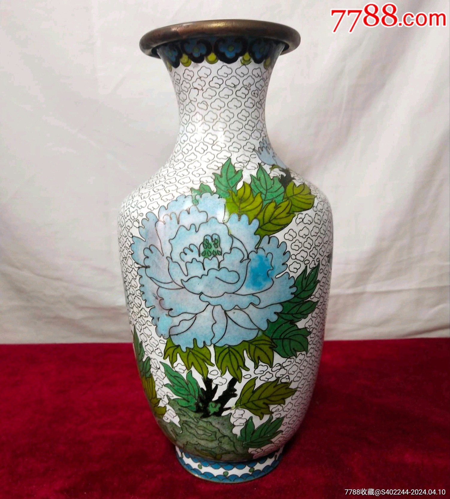 （全品）建国初期567景泰蓝鎏金厚胎美品花鸟纹大赏瓶__【7788收藏__收藏热线】