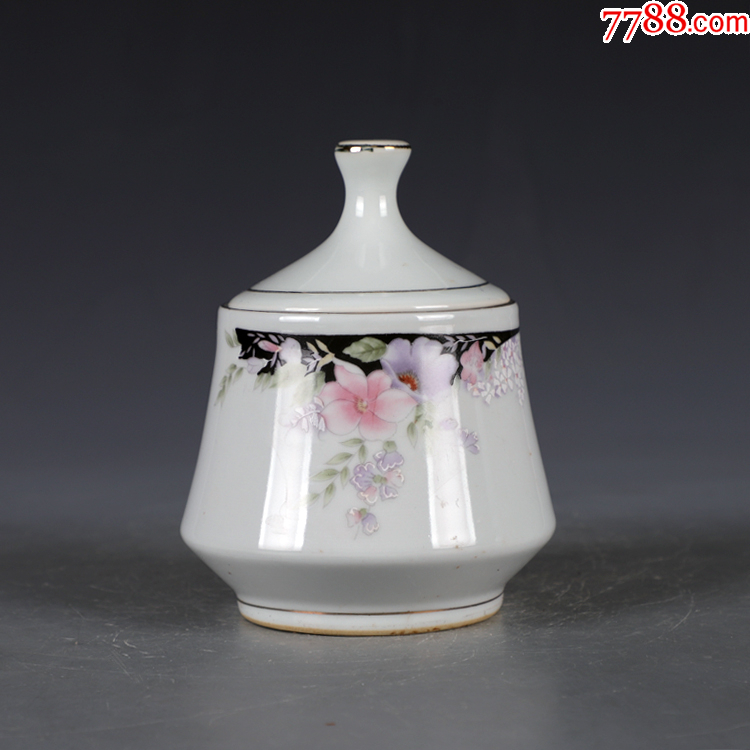 老厂货瓷器为民瓷厂粉彩花卉糖缸茶叶罐_旧瓷器_瓷海渔者【7788收藏__收藏热线】