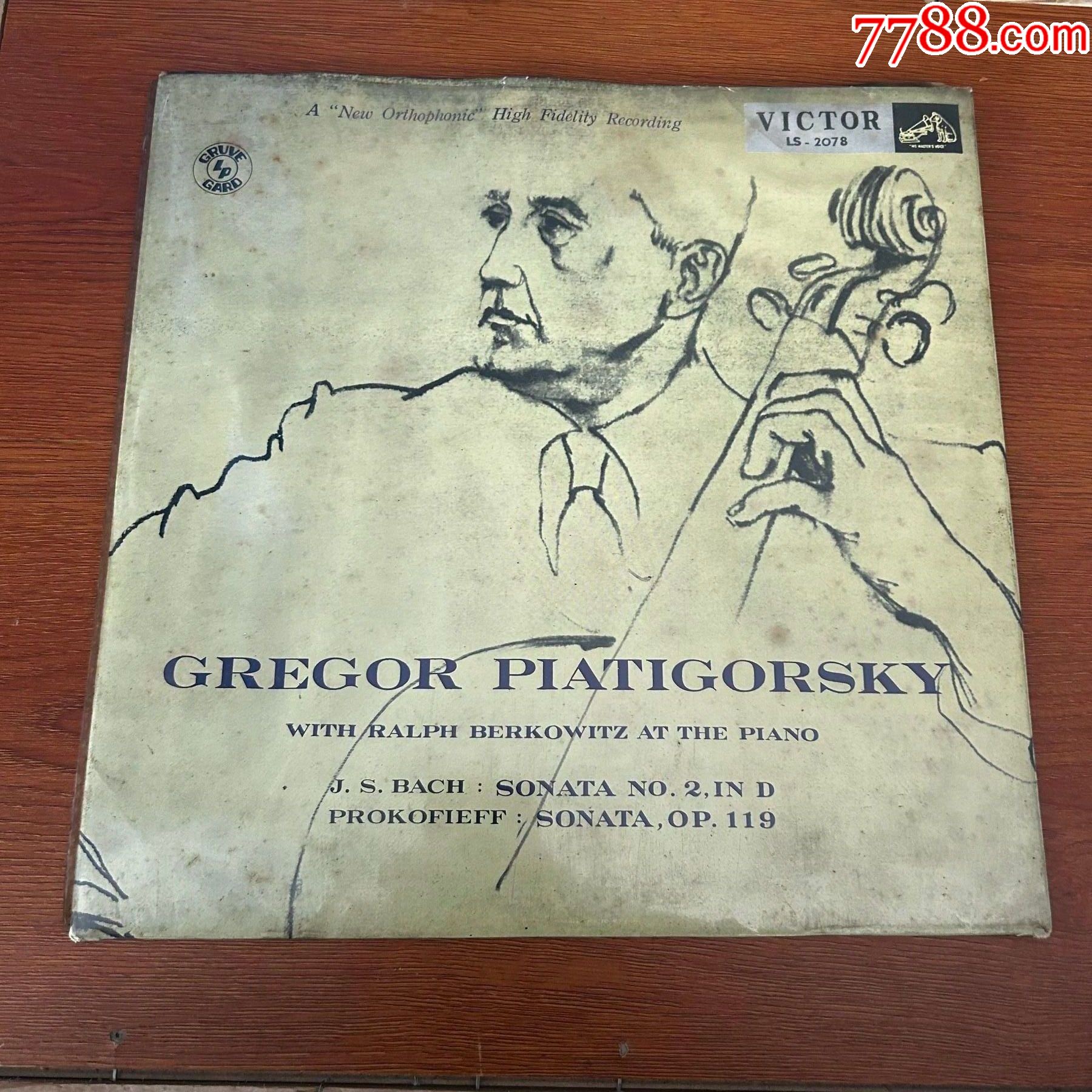 巴赫-普罗科菲耶夫奏鸣曲-皮亚蒂戈尔斯基-12寸黑胶LP-A58__【7788收藏__收藏热线】