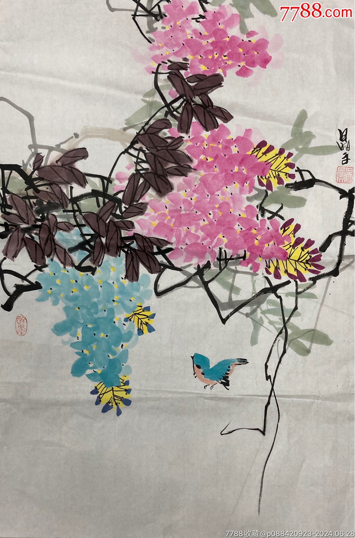 【保真纯手绘】吴晶文手绘真迹作品放漏惠友_花鸟国画原作_一零一书画【7788收藏__收藏热线】