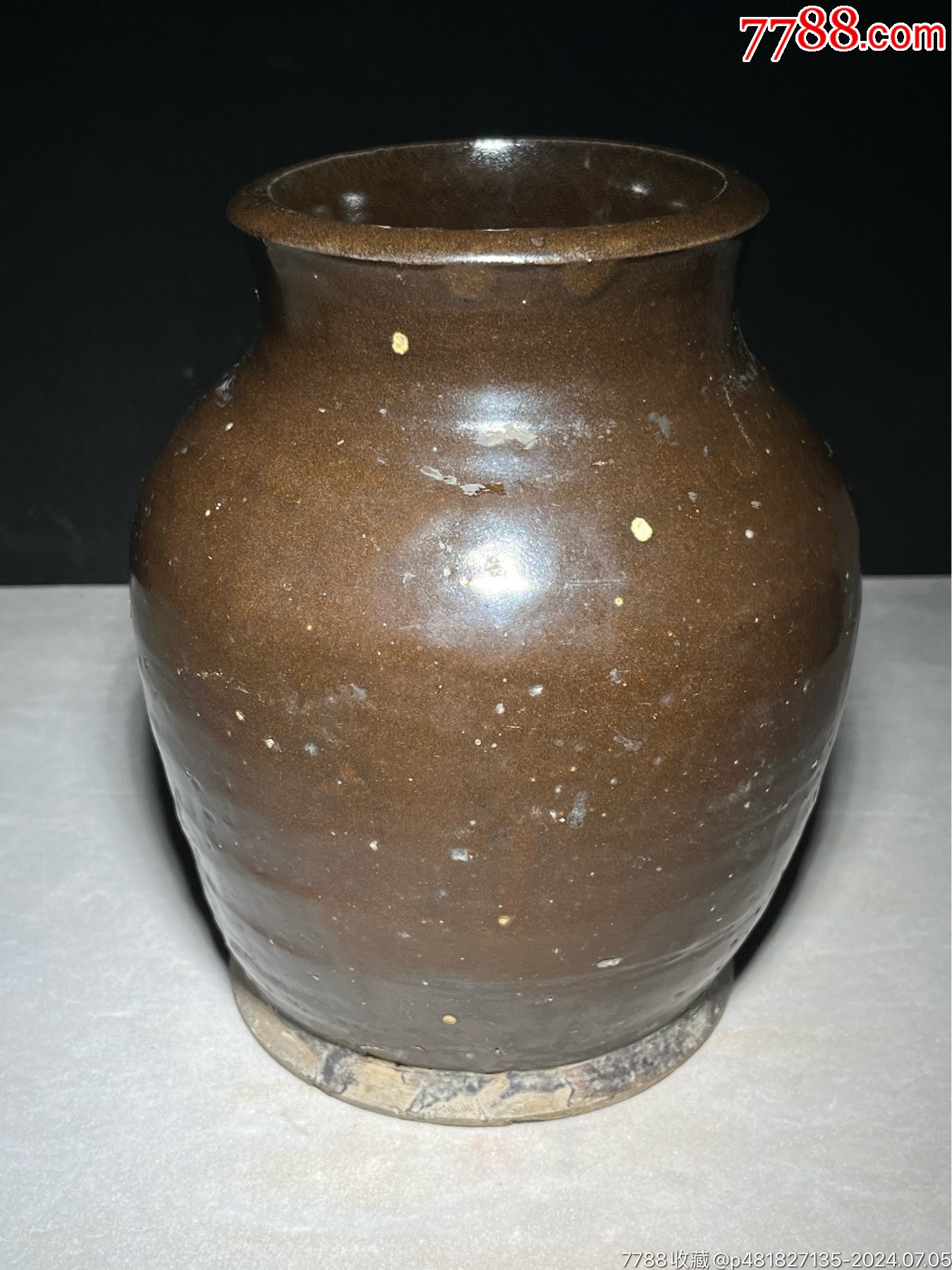 酱釉束口老瓷罐！造型独特，瓷质细腻，釉水肥润_酱釉瓷/紫金釉_晋都文玩阁【7788收藏__收藏热线】