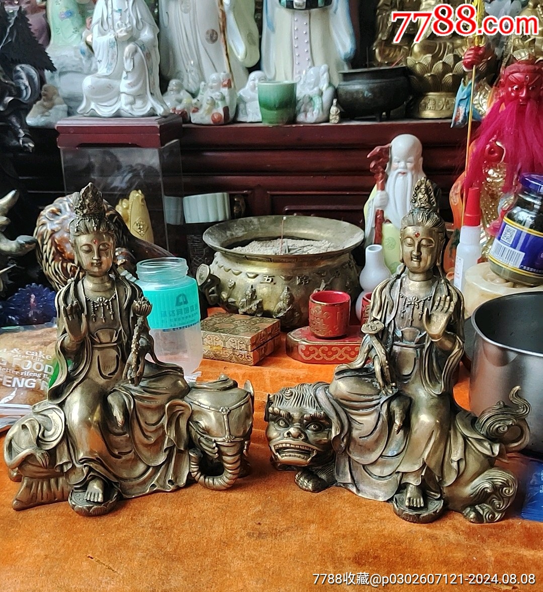 回流纯铜文殊菩贤菩萨一对_旧铜器_兰馨堂古玩收藏艺术【7788收藏__收藏热线】