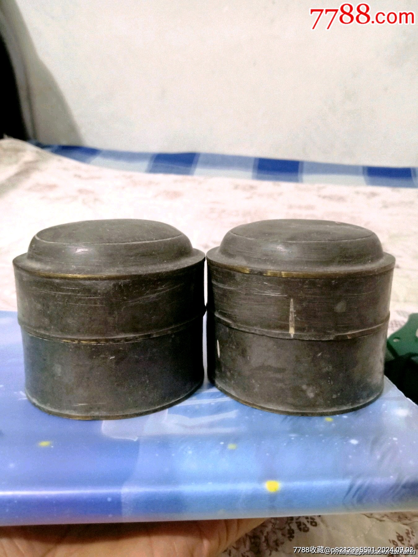 嵌铜锡粉盒一对_锡壶/锡器_古旧珍藏【7788收藏__收藏热线】
