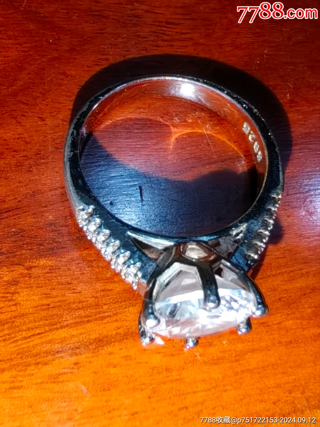 s925钻石银戒指一枚完好品佳_银戒指_图片欣赏_收藏价格_7788烟标收藏