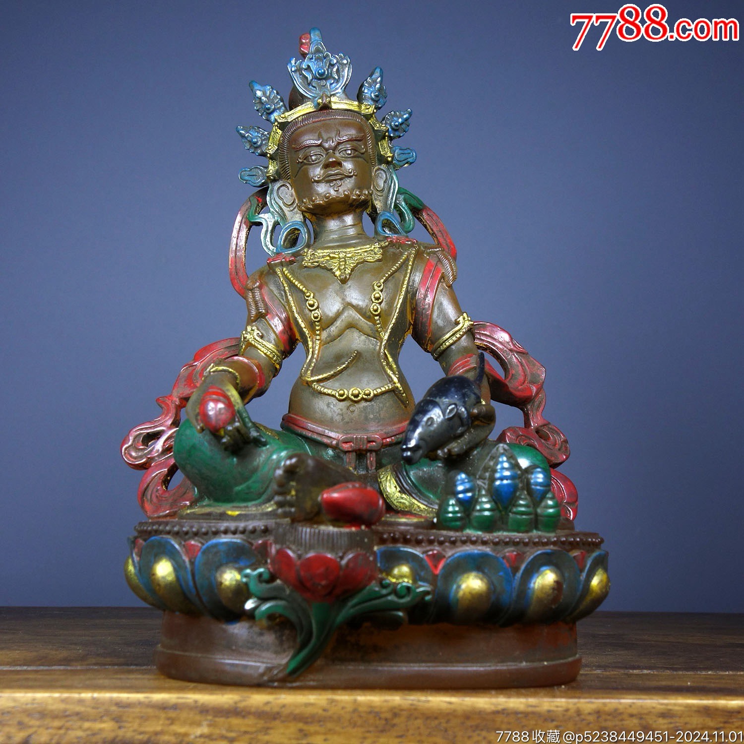 旧藏古法琉璃鎏金佛像黄财神尺寸：长24cm宽12cm高23.5-价格:999元-au39438608-琉璃像 -加价-7788收藏__收藏热线