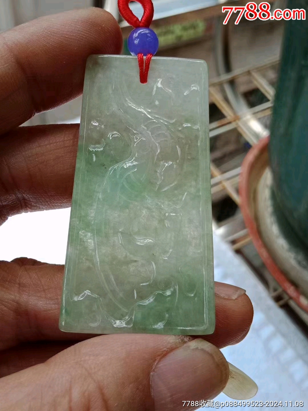 86256-A翡翠阳绿喜上眉梢挂件（送证书）-价格:150元-au39512109-翡翠/缅甸玉 -加价-7788收藏__收藏热线