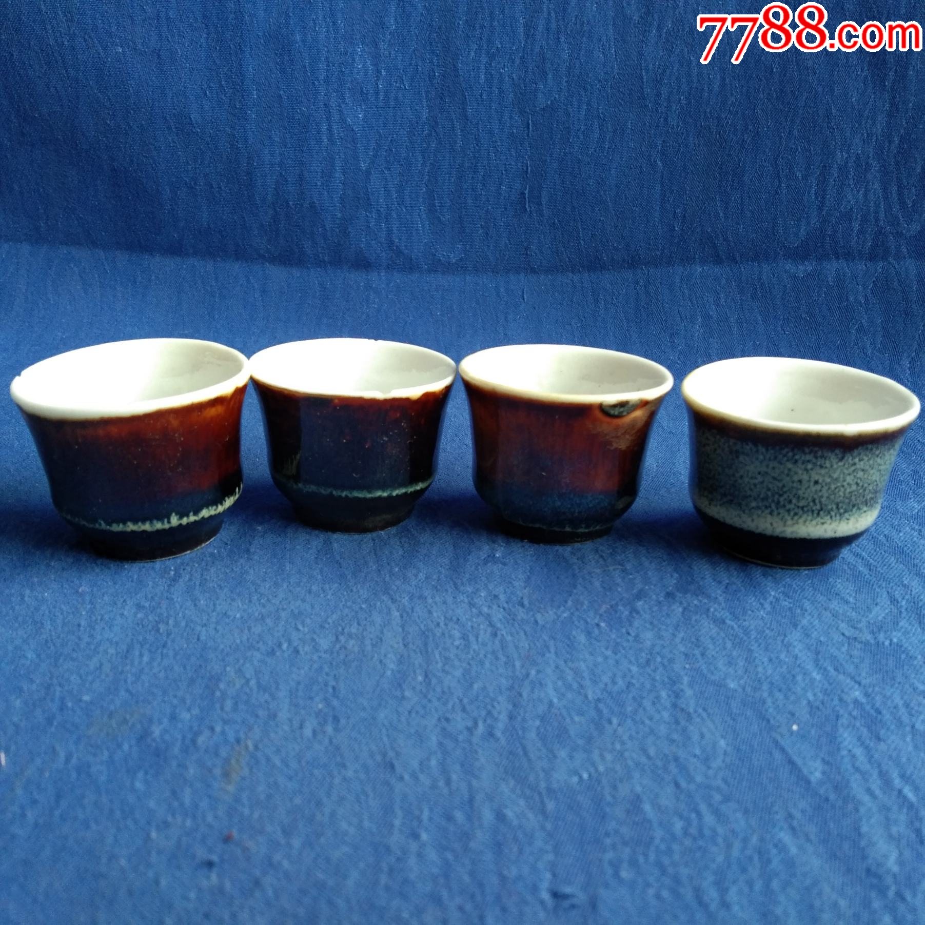 5678精品创汇期7080年代河南彩瓷窑变釉酒杯酒盅四个怀旧民俗老物件-价格:1元-au39778253-花釉/窑变瓷 -加价-7788收藏__收藏热线