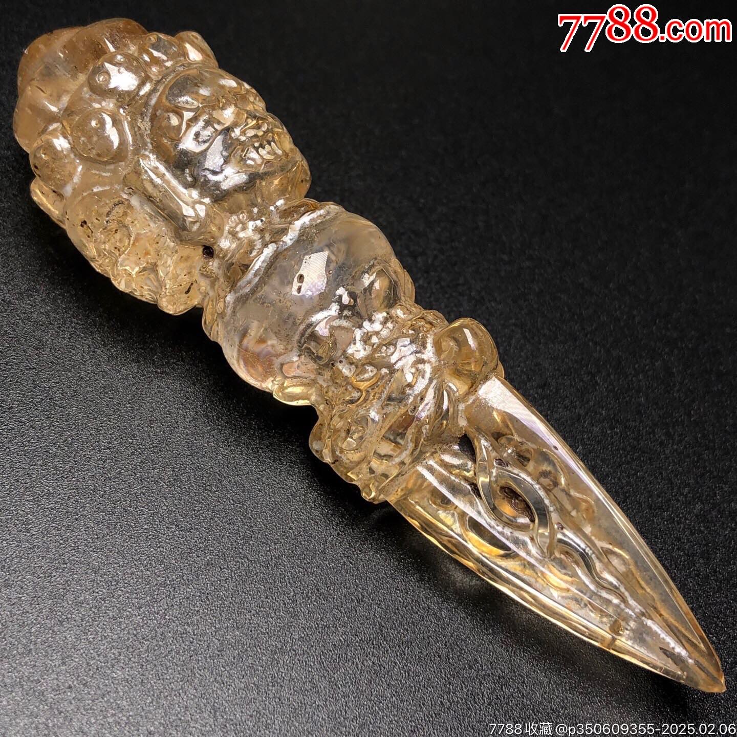 藏区回流老料水晶藏传佛教密宗法器三面大黑天金刚杵尺寸：高97毫米、最-价格:520元-au40304416-水晶 -加价-7788收藏__收藏热线