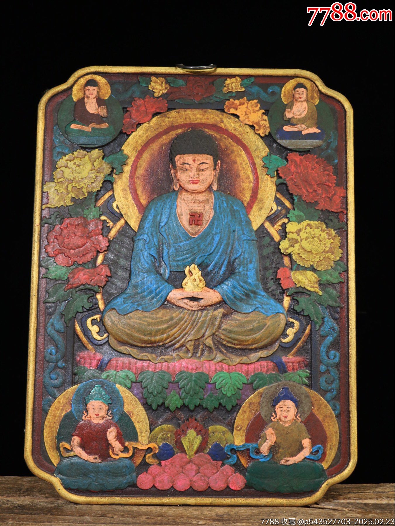 旧藏收木胎漆金老唐卡【释迦如来佛祖】漆器中堂收藏唐卡挂画摆件历经岁月方显古香-价格:899元-au40447035-唐卡 -加价-7788收藏 ...