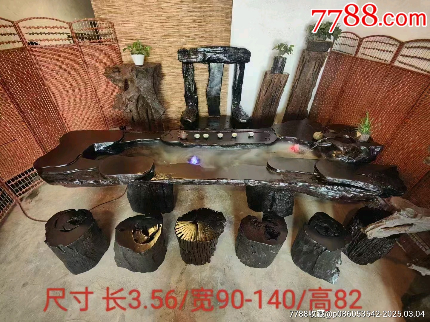 乌木流水茶桌-价格:11800元-au40545909-实木茶桌 -加价-7788收藏__收藏热线