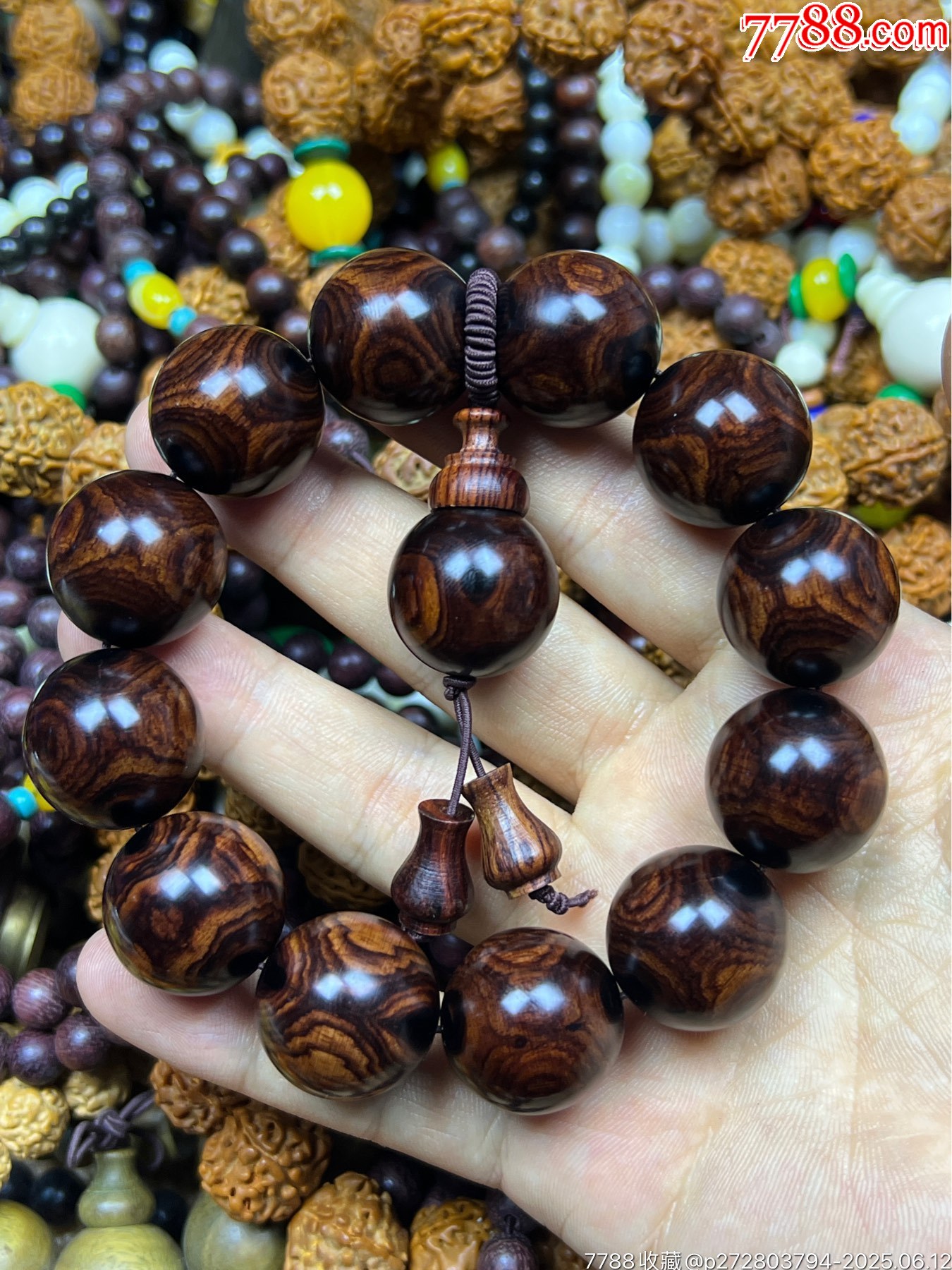 海南黄花梨鬼脸对眼纹油梨老料20mm手串__【7788收藏__收藏热线】