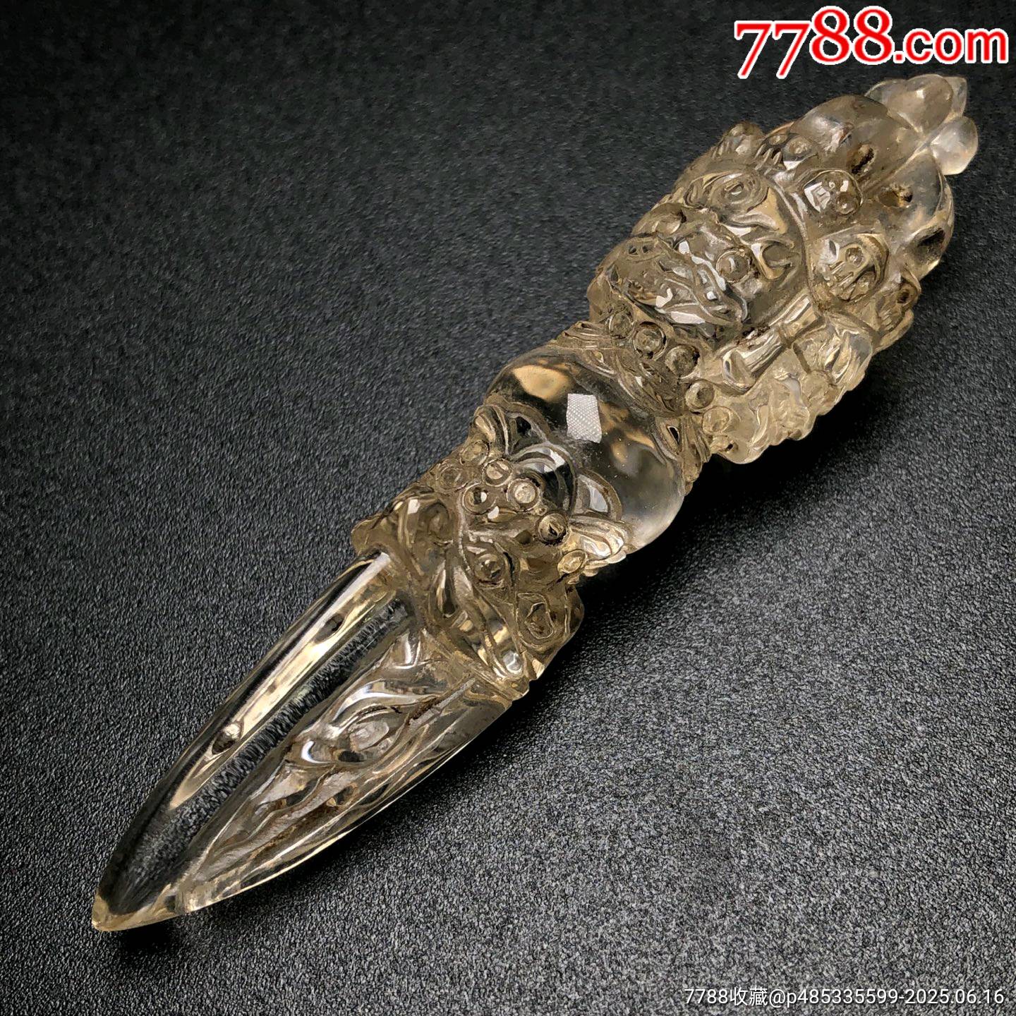 藏区回流老料水晶藏传佛教密宗法器三面大黑天金刚杵尺寸：高74毫米、最-价格:399元-au41635377-水晶 -加价-7788收藏__收藏热线