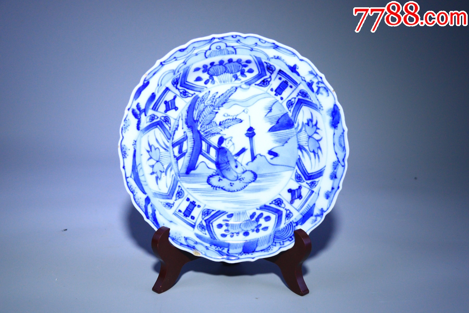 清康熙青花人物纹盘_【7788商城__七七八八商品交易平台(7788.com)】